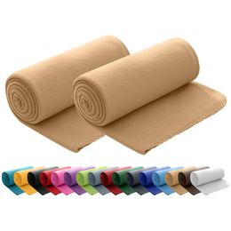 2er Set Polar- Fleecedecke 130x160 cm ca. 400g wertiges Gewicht OekoTex mit Anti-Pilling Kettelrand Farbe beige (viele Farben) - beige - wometo