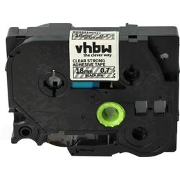 vhbw - Schriftband-Kassette kompatibel mit Brother P-Touch 1000BTS, 1000F, 1300, 1400 Etiketten-Drucker 18mm Schwarz auf Transparent, Extra Stark