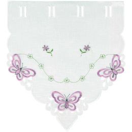 Fenstergardine mit Stickerei, Blumen oder Schmetterlingen bestickte 35x40cm Fensterbild, in vielen verschiedenen Designs verfügbar (Farbe: Violett