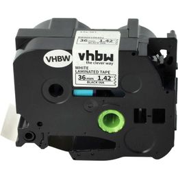 vhbw - 1x Schriftband-Kassette kompatibel mit Brother P-Touch 550A, 9200, 9500, 9200DX, 550, 9200PC, 3600 Etiketten-Drucker 36mm Schwarz auf Weiß