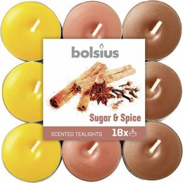 bolsius - Duftteelichter Zucker + Zimt ø 3,8 cm, 18er Pack Teelichter
