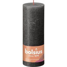 bolsius Rustik Stumpenkerze stürmisches grau, Höhe 19 cm, Ø 6,8 cm Stumpen- und Kugelkerzen