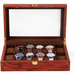 12 Slots Armbanduhr Sammelbox Box Display Box Holz Glas Top Schmuckaufbewahrungsorganisato mit Glasdeckel