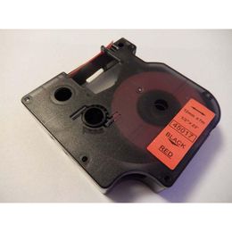 vhbw Schriftband-Kassette kompatibel mit Dymo LabelManager 100, 100 Plus, 120P, 160, 200, 210D, 260P, 280, 300 Etiketten-Drucker 12mm Schwarz auf Rot
