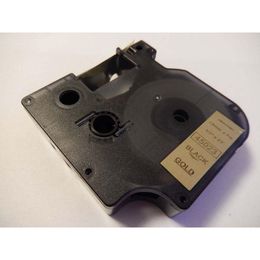 Schriftband-Kassette kompatibel mit Dymo LabelMaker pc, PC2 Etiketten-Drucker 12mm Schwarz auf Gold - vhbw