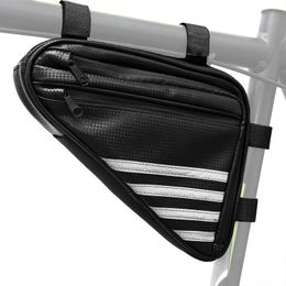 Fahrrad Rahmentasche Dreiecks-Tasche Fahrradtasche Schwarz mit Reflektor