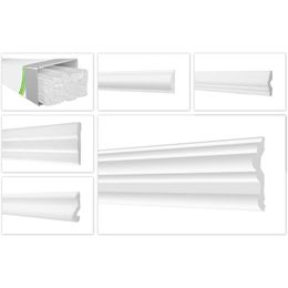 O Wandleisten modern xps Styropor weiß, 2 Meter Stuckleisten Sytroporleisten: FG2 - 36 x 17 mm, 2 Meter / 1 Stück - HEXIM