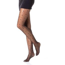 Cofi 1453 - Damen Strumpfhose mit Muster Nero Frauen Hose Socken N.1672 40 den schwarz l/xl