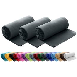 wometo 3er Set Polar- Fleecedecke 130x160 cm ca. 400g wertiges Gewicht OekoTex mit Anti-Pilling Kettelrand Farbe dunkelgrau in vielen bunten Farben