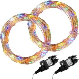 2Set 100LED Lichterkette Draht, bunt, Adapter - VOLTRONIC