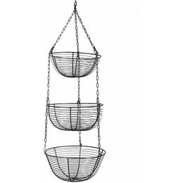 Senderpick - 3 Etagen Körbe Hängekorb Hänge Etagere Obstkorb Küchenampel Obsthängekorb Hängeampel 84cm Schwarz