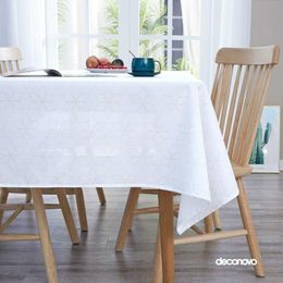 Deconovo - Tischdecke Wasserabweisend Tischtuch, 1 Stück,132x178 cm, Weiß - Weiß