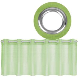 Sen-Bistrogardine in B160cm x L60cm, transparente uni Scheibengardine Voile in vielen verschiedenen Farben erhältlich (grün - olivgrün) - Grün