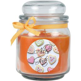 Duftkerze im Bonbonglas zum Muttertag, Duft: Honigmelone ( Orange ), 300g - Brenndauer bis zu 70 Stunden, Kerze aus Glas mit Duft - Orange