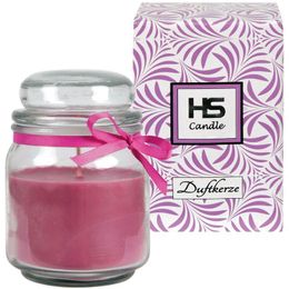 Hs Candle - Duftkerze Lavendel im Glas, Kerze 13cm x Ø9cm in Geschenkbox, 300gr. Wachs - Brenndauer ca. 50 - 60 Stunden, Duft Kerze BonBon Glas mit