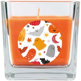 Halloween Duftkerze im Glas - viele Motive zur Auswahl, Ideale Herbstdeko - Orange