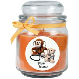 Duftkerze im Bonbonglas Gute Besserung, Duft: Honigmelone ( Orange ), 300g - Brenndauer bis zu 70 Stunden, Kerze aus Glas mit Duft - Orange