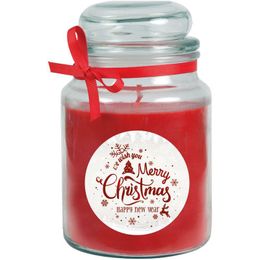 Duftkerze im Glas - Weihnachten Rot - Bonbon 500gr ( 110h ) - Rot