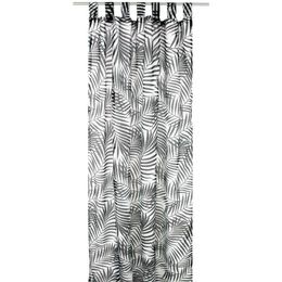 Gardine (Black&White) Voile mit Schlaufen 140x245cm Schlaufenvorhang für zu Hause, transparente und moderne Fensterdekoration - Black&White