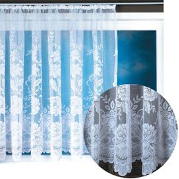 Arsvita - Gardine Jacquard Universalband Spitzenoptik Vorhang Blumenmuster weiß, Auswahl: 500 x 145 cm, Design: Thekla - Weiß