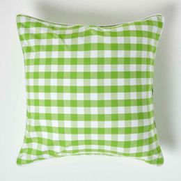 Grün karierter Kissenbezug 60 x 60 cm aus 100% Baumwolle - Grün - Homescapes