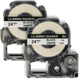 vhbw 2 x Kassette Patronen Schriftband 24mm kompatibel mit KingJim SR330, SR3900C, SR3900P, SR530, SR530C, SR550, SR6700D, SR750, SR950 Ersatz für