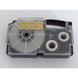 Schriftband-Kassette kompatibel mit Casio KL-G2, KL-750E, KL-780, KL-820, KL-8100, KL-8200, KL-C500 Etiketten-Drucker 12mm Schwarz auf Gold - vhbw