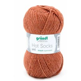 gründl Wolle Hot Socks uni 50 g kupfer meliert Handarbeit - Gründl