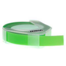 3D Prägeband-Schriftband-Kassette kompatibel mit Dymo Jet, Junior, Mini, Omega Etiketten-Drucker 9mm Weiß auf Neon-Grün - vhbw