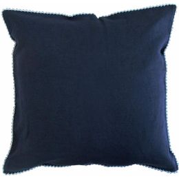 Fleuresse - Halbleinen-Kissenbezug mit Zierstich, navy, Größe 40x40 cm