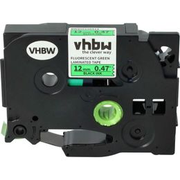 vhbw - 1x Schriftband-Kassette kompatibel mit Brother gl H105, 100, 200, H100 Etiketten-Drucker 12mm Schwarz auf Neon-Grün