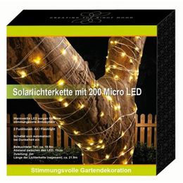 BURI - Solar-Lichterkette 200 Micro-LEDs 21,9m Warmweiß Gartenbeleuchtung Terrassendeko