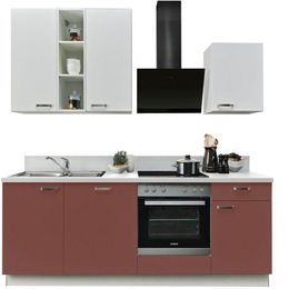 Express Küchen Express Küchen Küchenzeile Bari, Soft-Close-Funktion und Vollauszug, vormontiert, Breite 220 cm, rot|weiß