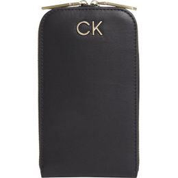 Calvin Klein Umhängetasche RE-LOCK PHONE CROSSBODY, mit gelbgoldenen Details und Logo, schwarz