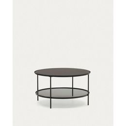 Natur24 Beistelltisch Couchtisch Gilda 80 x 80 x 45 cm Glas und Metall Schwarz Wohnzimmer