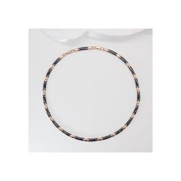 ELLAWIL Collier Collier / Halskette Damenkette Collierkette Gliederkette Kette (aus schwarzer Keramik mit rosegoldfarbener Edelstahl