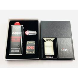 Zippo Feuerzeug AC/DC High Voltage schwarz matt Geschenkset Sturmfeuerzeug