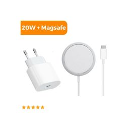 Shopbrothers Schnellladegerät USB-C 20W Power Adapter inkl. Magsafe Ladeset iPhone magnetisches Ladekabel