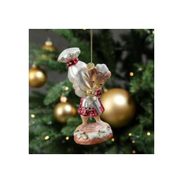 MARELIDA Christbaumschmuck Weihnachtsbaumschmuck süße Maus mit Spritzbeutel Bäckerei Glas H: 14cm