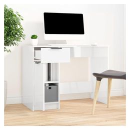 furnicato Schreibtisch Hochglanz-Weiß 100x50x75 cm Holzwerkstoff