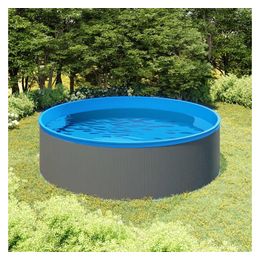 furnicato Pool Planschbecken mit Einhängeskimmer und Pumpe 350x90 cm Grau