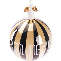 BRUBAKER Weihnachtsbaumkugel Premium Weihnachtskugel Believe Gold Schwarz