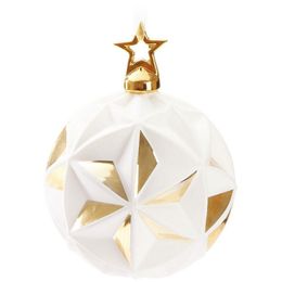 BRUBAKER Weihnachtsbaumkugel Premium Weihnachtskugel Stern Weiß Gold mit 3D Oberfläche (1 St)