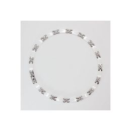 ELLAWIL Collier Gliederhalskette Edelstahl- Keramikkette Halskette Damenkette Kette (aus weißer Keramik mit silberfarbenen Edelstahl