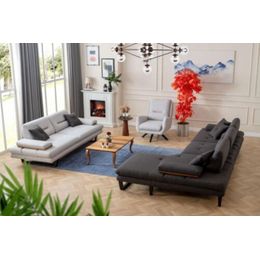 JVmoebel Wohnzimmer-Set Modern Sofagarnitur 3 + 1 Sitzer und Ecksofa L-form Designer Möbel neu