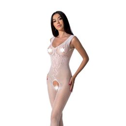 Passion Bodystocking Bodystocking in weiß Catsuit ouvert pofrei aus 20 DEN (1 St)