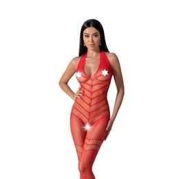 Passion Bodystocking Bodystocking in rot Catsuit ouvert aus Netz 20 DEN (1 St)