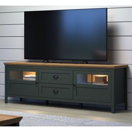 Furn.Design Lowboard Stanton (TV Unterschrank in Landhaus grün mit Eiche