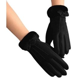Lycille Abendhandschuhe elegante und warme Handschuhe mit Kunstfell in SCHWARZ für Frauen atmungsaktiv