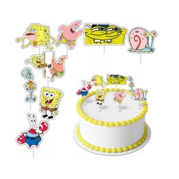 Festivalartikel Tortenstecker SpongeBob Topper Set 8 Stk Geburstag Torten Deko Kuchen Junge